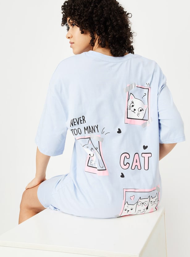 Buy Women Boxy Fit Back Print Chemise Online at just Rs. 599.0 ...