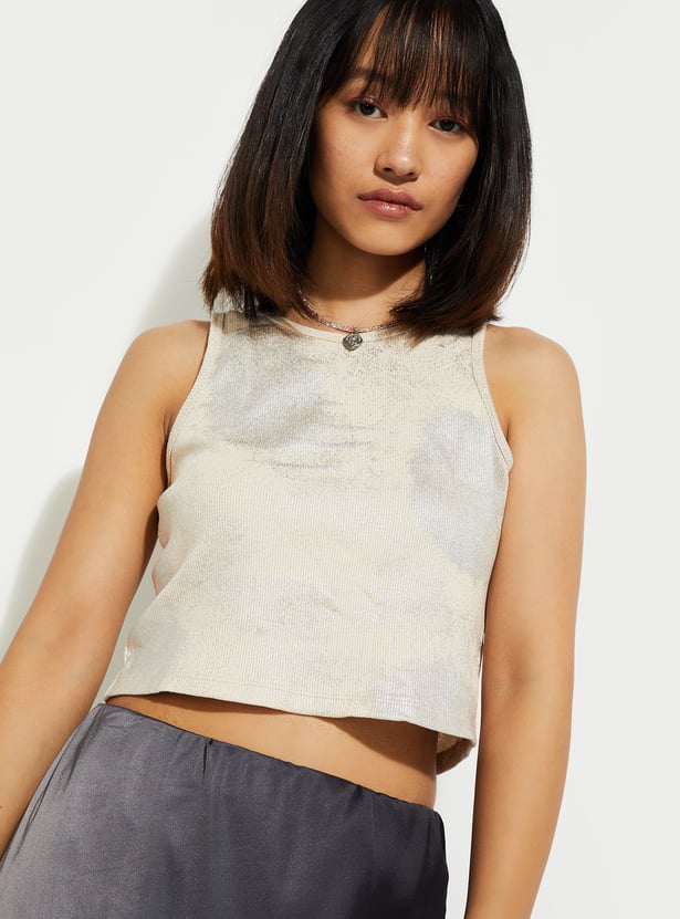 Buy ALAYA F x URB_N Women Foil Printed Crop Tank Top Online at just Rs ...