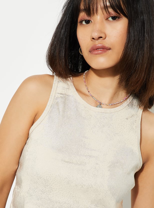 Buy ALAYA F x URB_N Women Foil Printed Crop Tank Top Online at just Rs ...