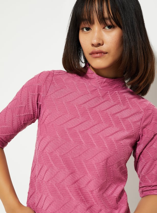 Buy ALAYA F x URB_N Women Textured High Neck Top Online at just Rs. 699 ...