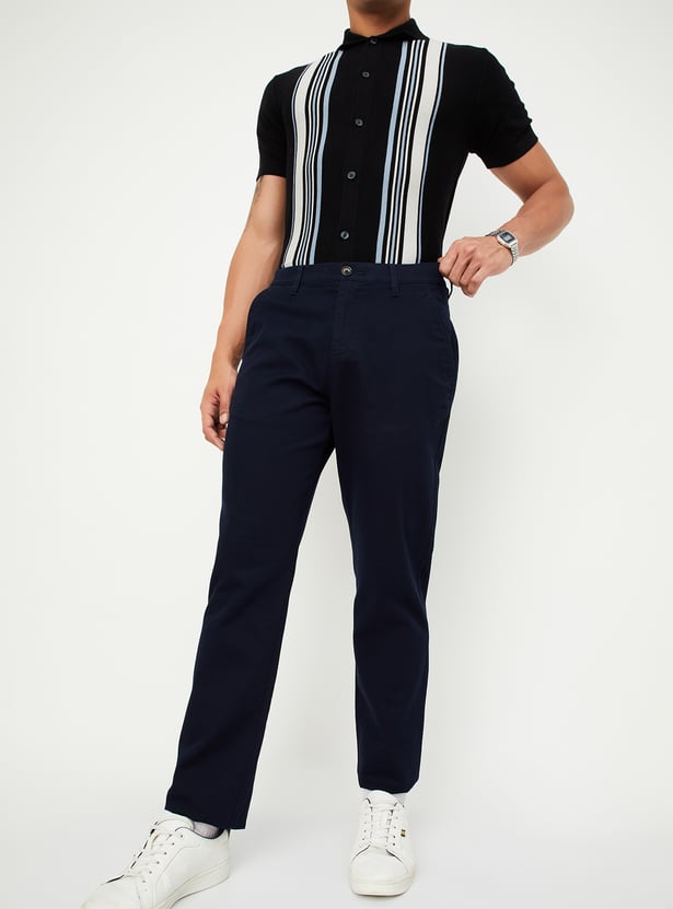 Buy Men Solid Flexi Waist Slim Fit Chinos Online at just Rs. 1399.0 ...