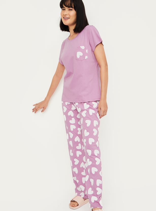 Buy Women Heart Printed PJ Set Online at just Rs. 899.0 - 1000013987498 ...