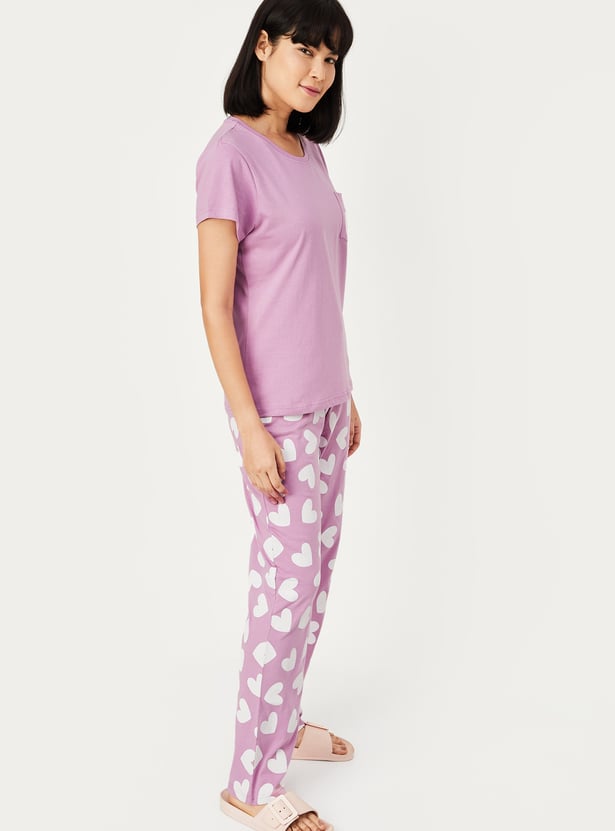 Buy Women Heart Printed PJ Set Online at just Rs. 899.0 - 1000013987498 ...