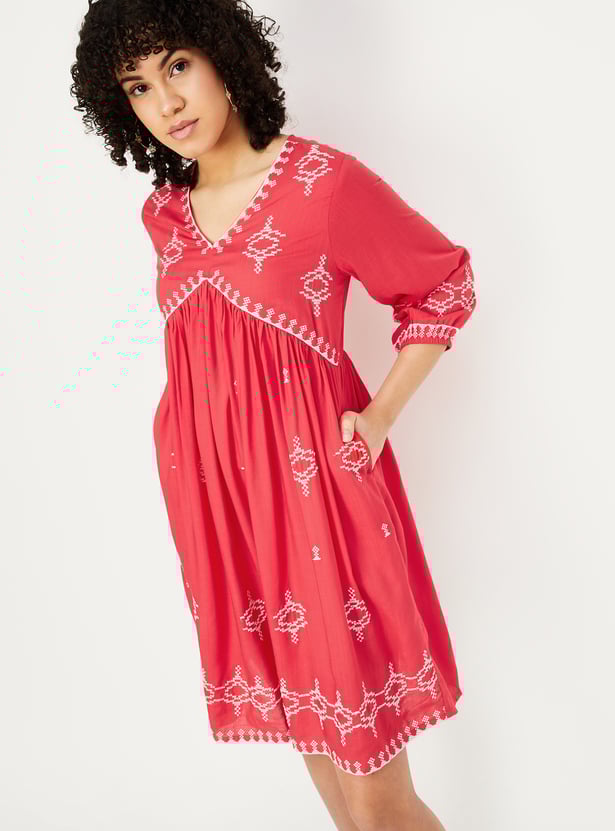 Buy Women Embroidered A-Line Dress Online at just Rs. 1299.0 ...