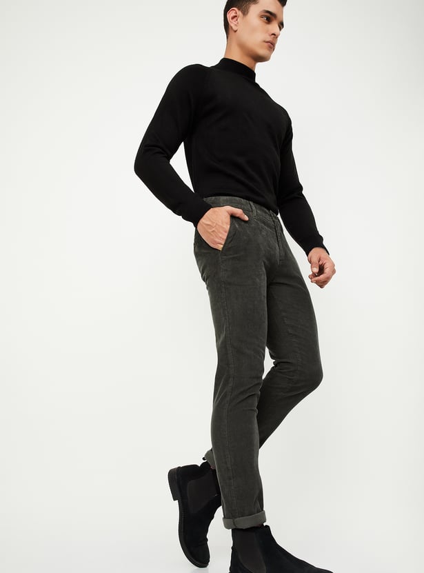 Buy Men Slim Fit Corduroy Flexi Waist Chinos Online at just Rs. 1499.0 ...