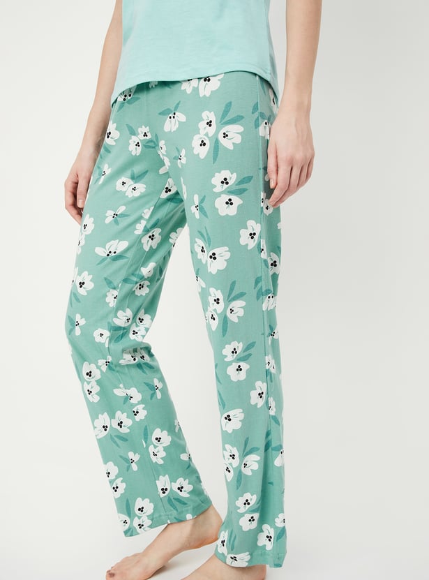 Buy Women Floral Printed Knit Pyjamas Online at just Rs. 499.0 ...