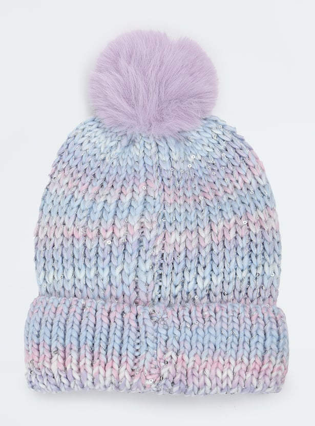 Buy Girls Embellished Beanie with Pom-Pom Online at just Rs. 499.0 ...