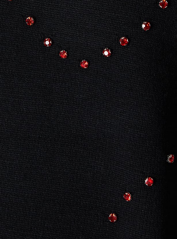 Buy Women Rhinestone Embellished Sweater Online at just Rs. 1599.0 ...
