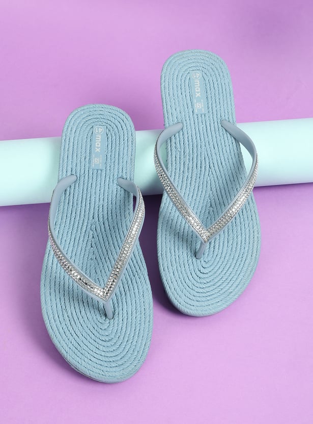 Buy Women Embellished V-Strap Slippers Online at just Rs. 299.0 ...