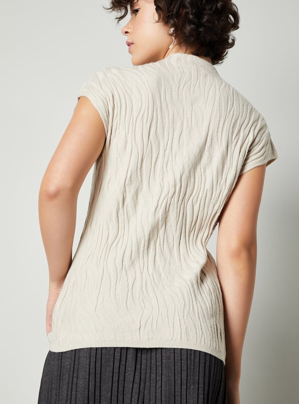 Buy Women Embossed Knit Mock Neck Top Online at just Rs. 899.0 - 1000014247056 | Max Fashion