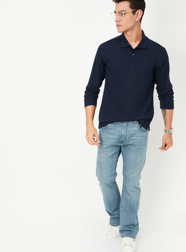 Buy Men Knitted Full Sleeves Polo T-shirt Online at just Rs. 899.0 ...