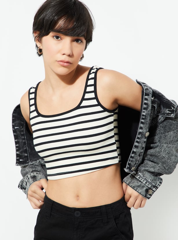 Buy URB_N Women Striped Crop Tank Top Online at just Rs. 249.0 ...
