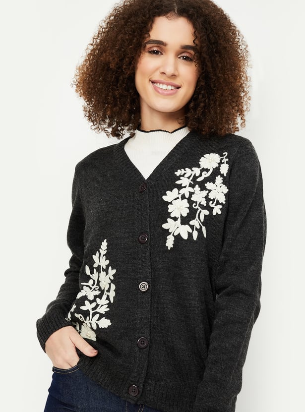 Buy Women Floral Embroidered Cardigan Online at just Rs. 1299.0 ...