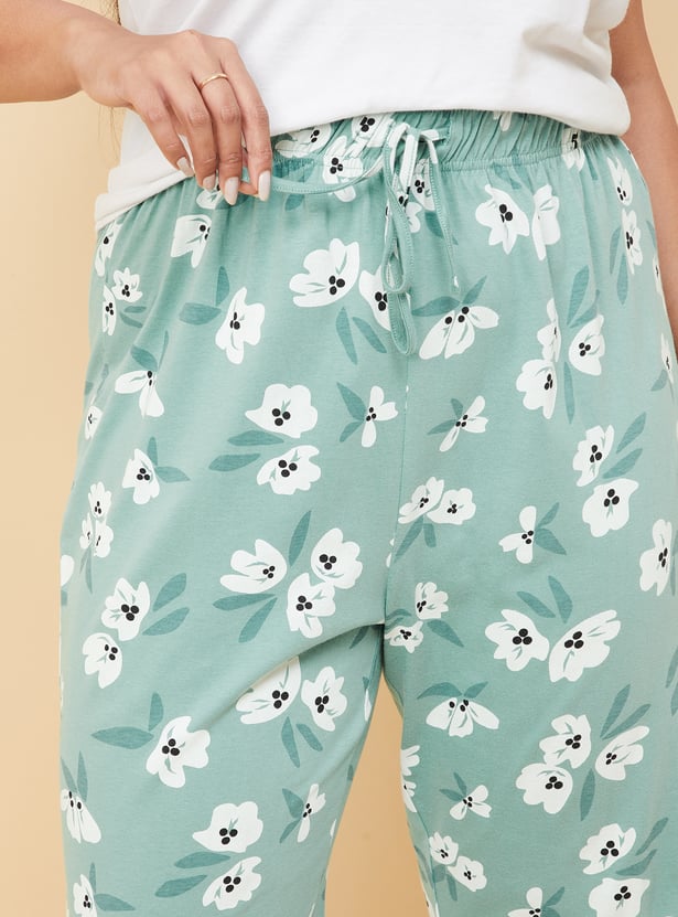 Buy Women Floral Printed Knit Pyjamas Online at just Rs. 699.0 ...