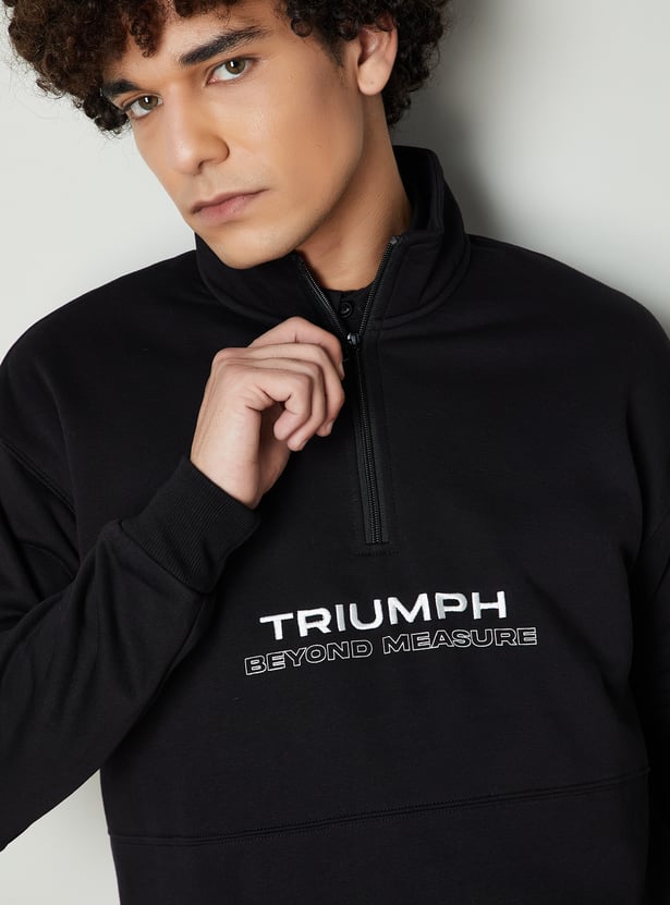 Buy Men Embroidered Mock Collar Sweatshirt Online at just Rs. 1399.0 ...