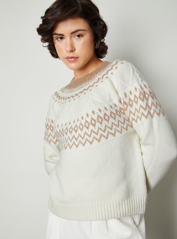 Buy Women Fair Isle Knit Sweater Online at just Rs. 1499.0 - 1000014442025 | Max Fashion