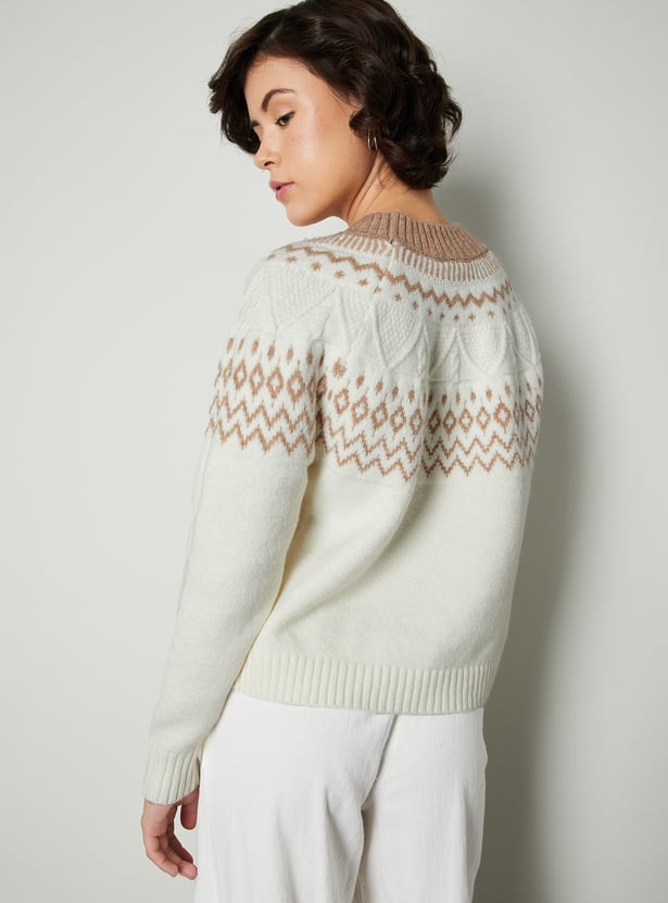 Buy Women Fair Isle Knit Sweater Online at just Rs. 1499.0 - 1000014442025 | Max Fashion