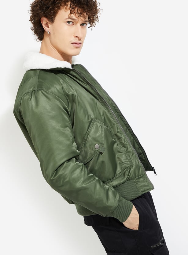 Buy URB_N Men BomberJacket with Sherpa Collar Online at just Rs. 2999.0 - 1000014449101 | Max ...