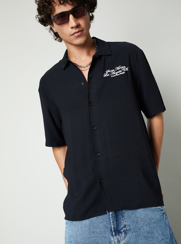 Buy Men Relaxed Fit Back Embroidery Shirt Online at just Rs. 1099.0 ...