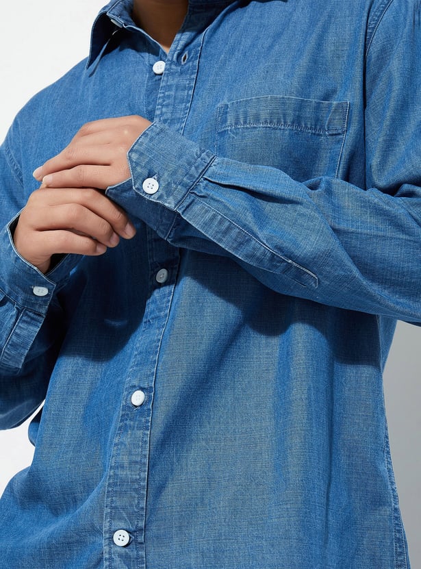 Buy URB_N Men Solid Denim Regular Fit Shirt Online at just Rs. 1049.0 ...