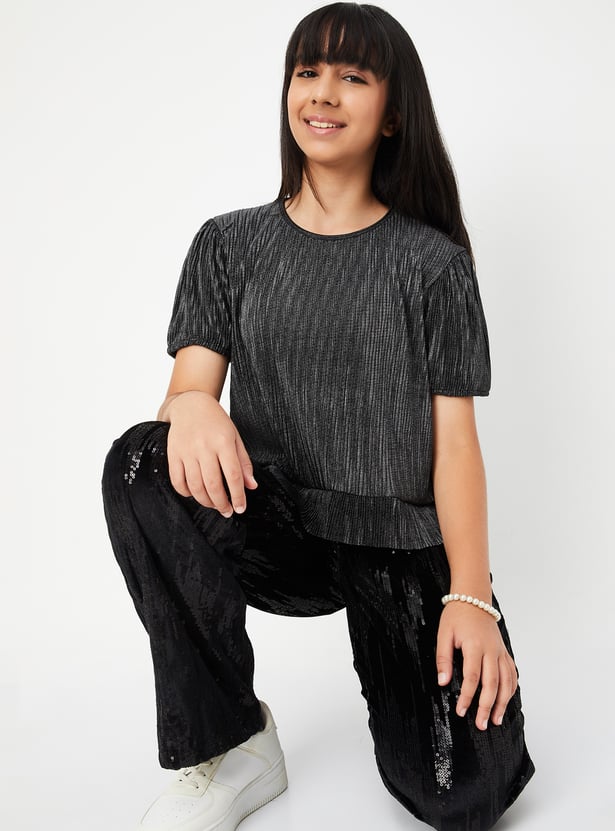 Buy Girls Ribbed Metallic Top Online at just Rs. 499.0 - 1000014564576 ...