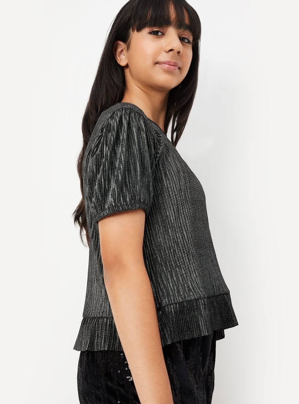 Buy Girls Ribbed Metallic Top Online at just Rs. 499.0 - 1000014564576 ...