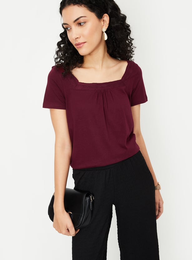 Buy Women Solid Square Neck Top Online at just Rs. 299.0 ...