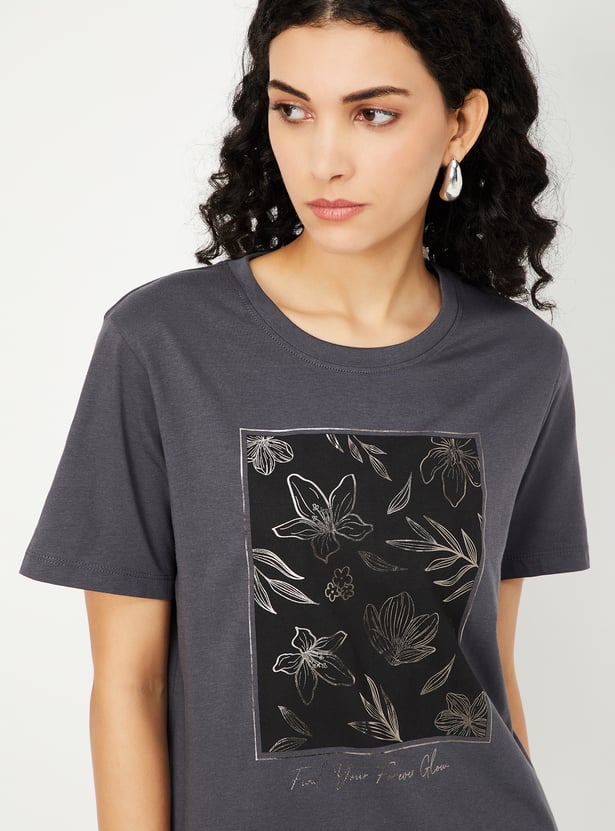 Buy Women Metallic Printed T-shirt Online at just Rs. 299.0 ...