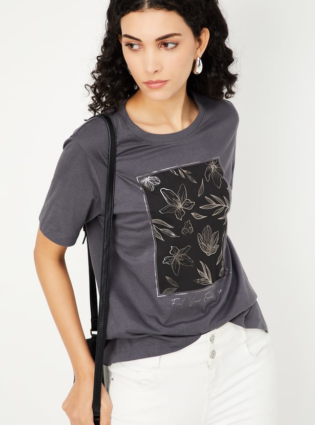 Buy Women Metallic Printed T-shirt Online at just Rs. 299.0 ...