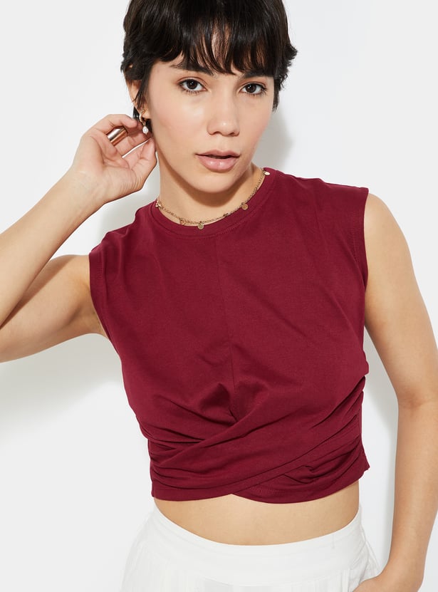 Buy URB_N Women Overlapping Hem Crop Top Online at just Rs. 299.0 ...