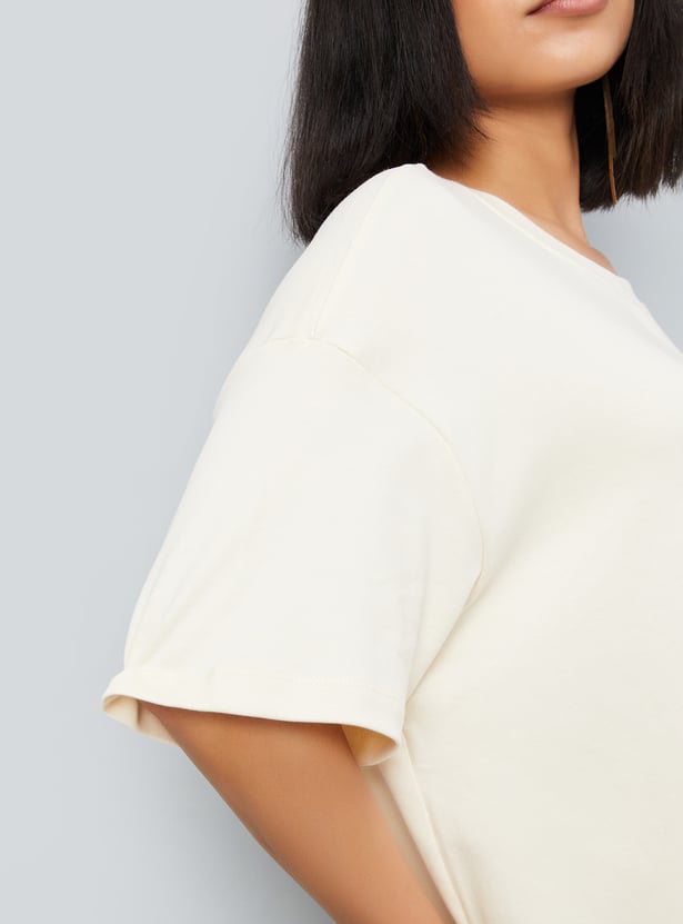 Buy Women Solid Oversized Boxy T-shirt Online at just Rs. 399.0 ...