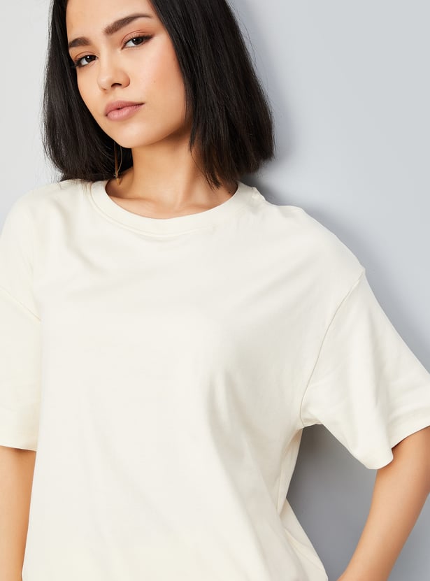 Buy Women Solid Oversized Boxy T-shirt Online at just Rs. 399.0 ...