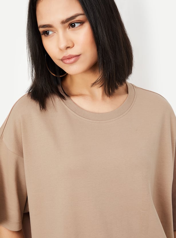 Buy Women Solid Oversized Boxy T-shirt Online at just Rs. 399.0 ...