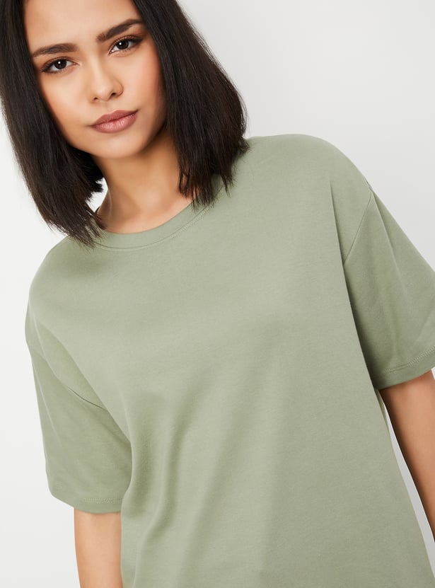 Buy Women Solid Oversized Boxy T-shirt Online at just Rs. 399.0 ...