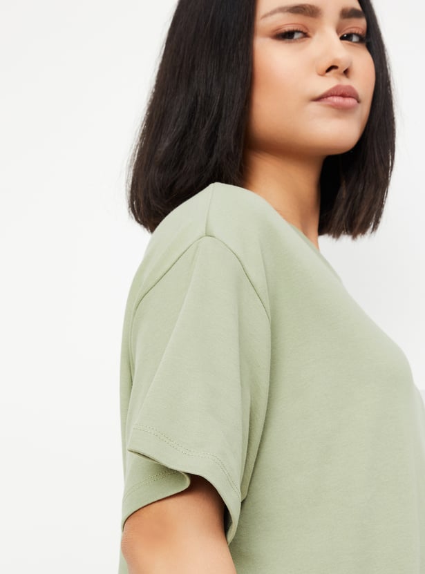 Buy Women Solid Oversized Boxy T-shirt Online at just Rs. 399.0 ...