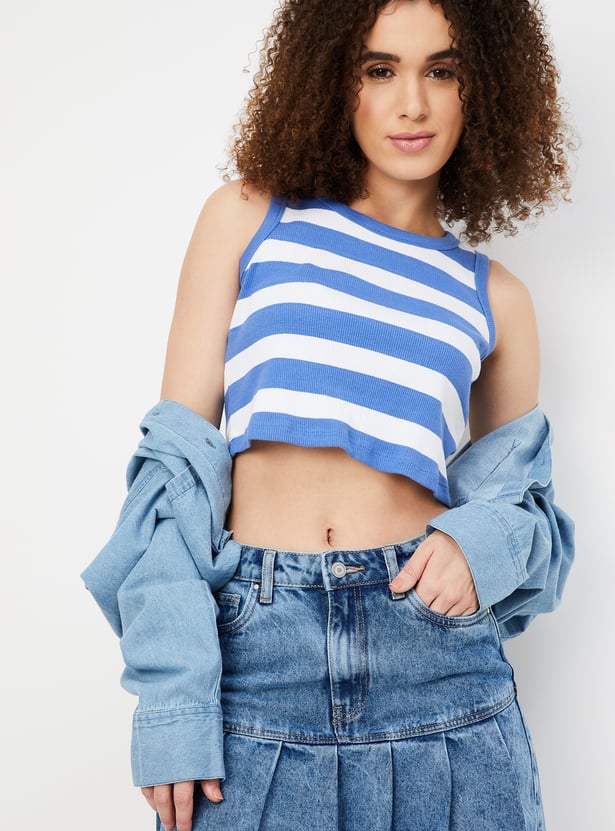 Buy Women Striped Crop Tank Top Online at just Rs. 499.0 ...