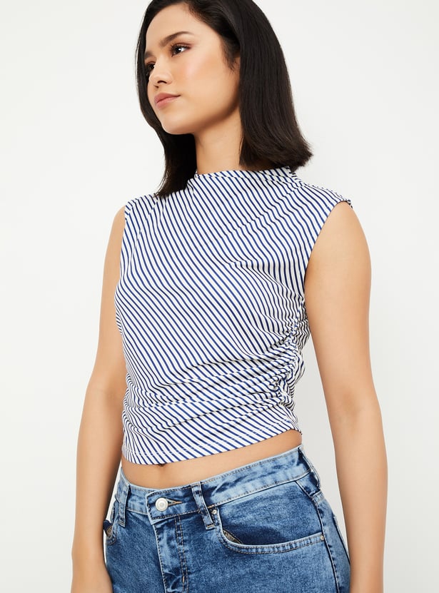 Buy Women Striped Ruched Crop Top Online at just Rs. 699.0 ...