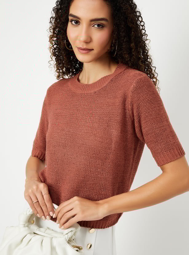 Buy Women Knit Textured Top with Ribbed Detail Online at just Rs. 899.0 ...