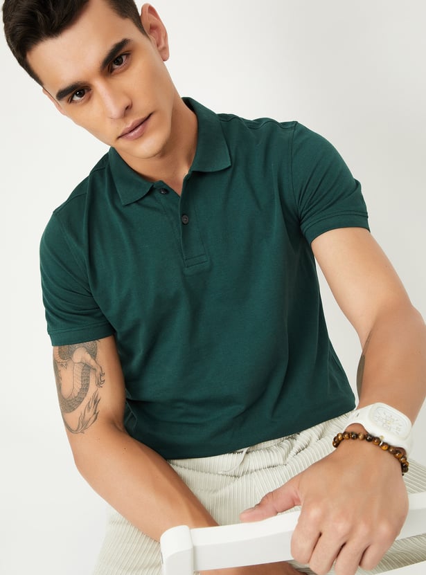 Buy Men Textured Polo T-shirt Online at just Rs. 499.0 - 1000014976205 ...