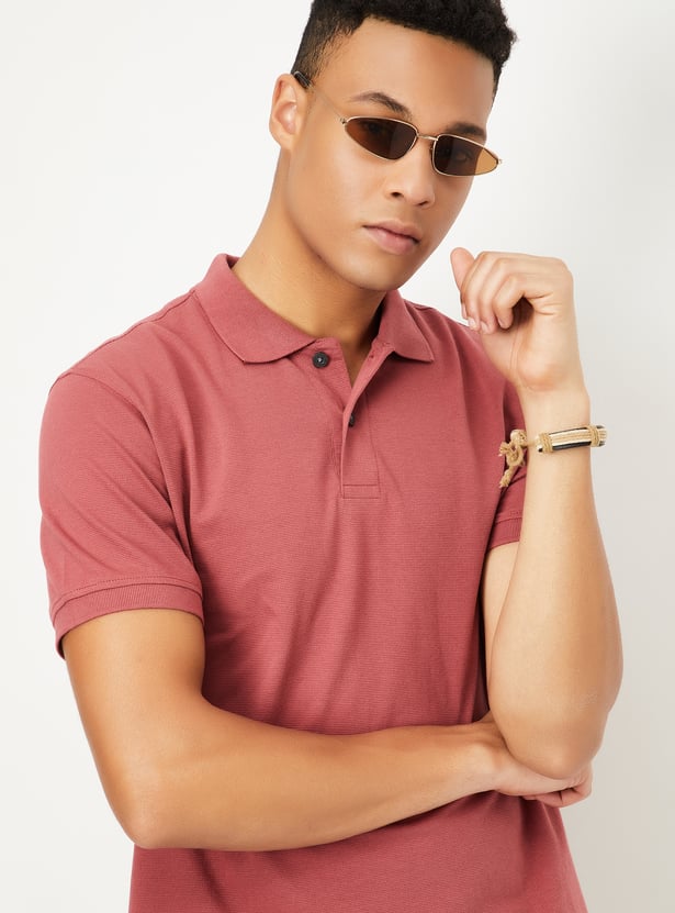 Buy Men Textured Polo T-shirt Online at just Rs. 499.0 - 1000014976221 ...