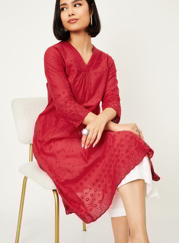 Buy Kalki x Max Women Schiffili Embroidered A-line Kurta Online at just ...