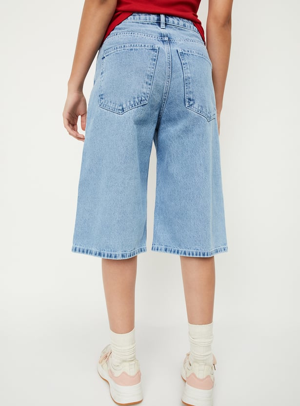 Buy Women Solid Denim Jorts Online at just Rs. 999.0 - 1000014786557 ...