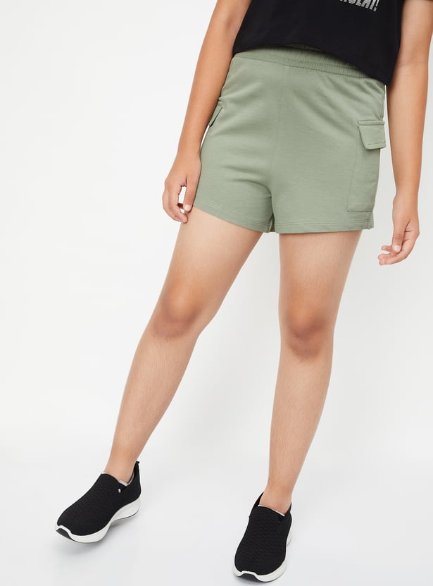 Buy Girls Knit Regular Fit Cargo Shorts Online at just Rs. 399.0 ...