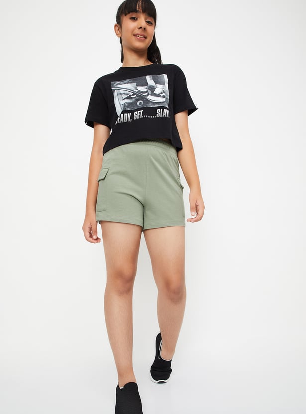 Buy Girls Knit Regular Fit Cargo Shorts Online at just Rs. 399.0 ...