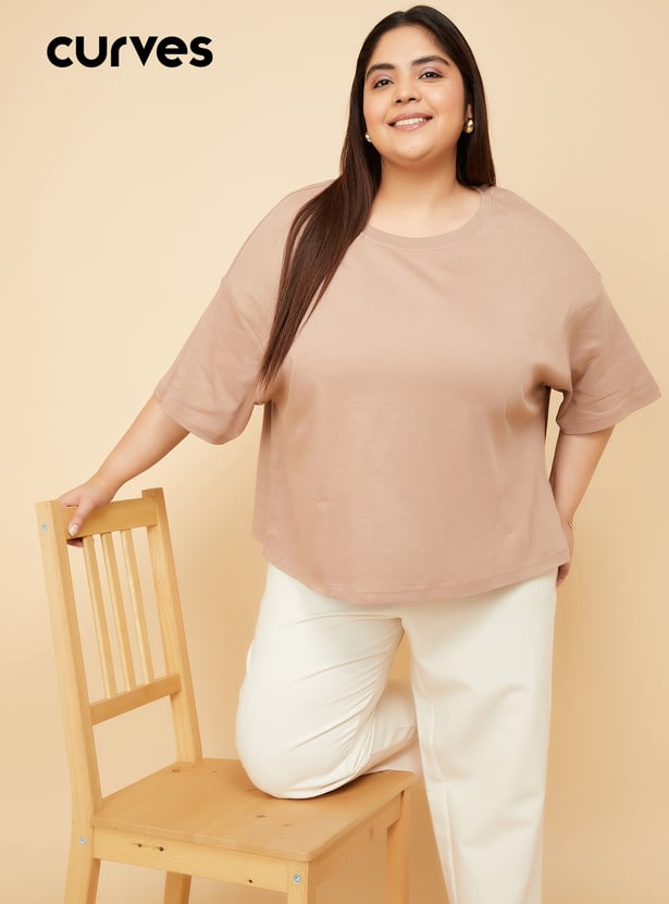 Buy Women Solid Oversized Boxy T-shirt Online at just Rs. 499.0 ...