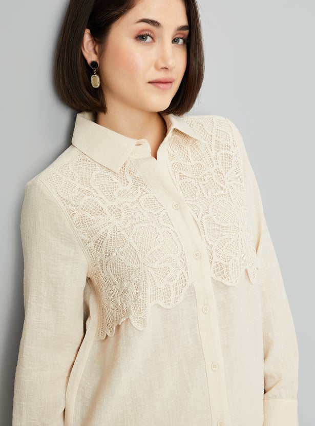 Buy Women Lace Yoke Shirt Online at just Rs. 999.0 - 1000014891338 ...