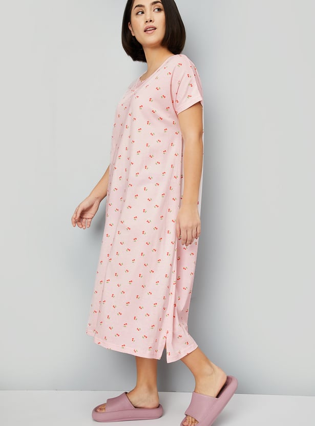 Buy Women Printed Midi Night Gown Online at just Rs. 799.0 ...