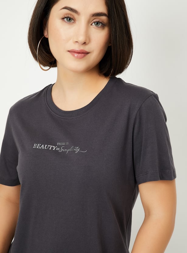 Buy Women Text Embroidered T-shirt Online at just Rs. 299.0 ...