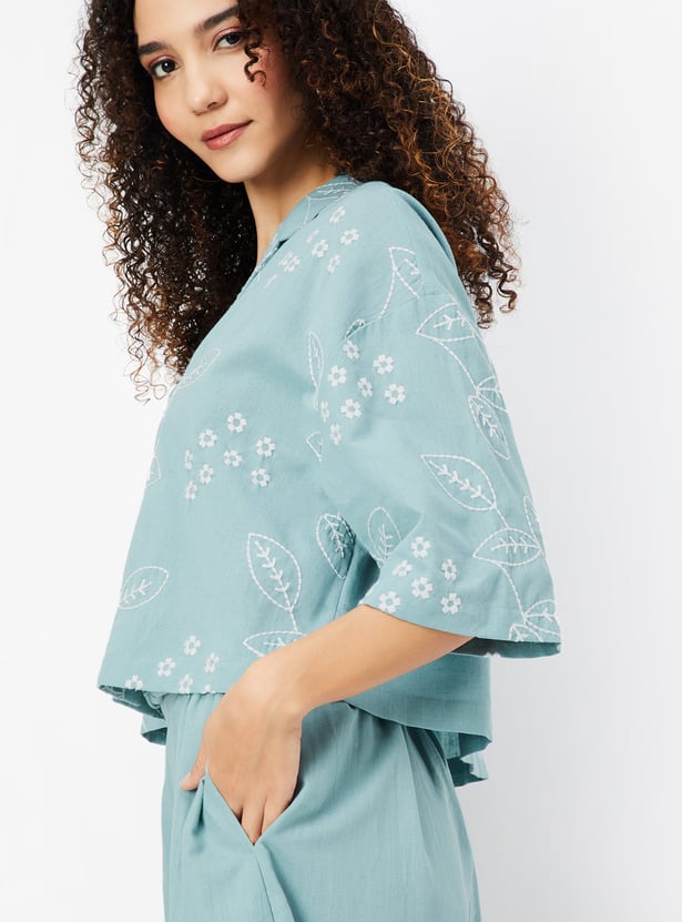 Buy Women Embroidered Notched Collar Top Online at just Rs. 799.0 ...