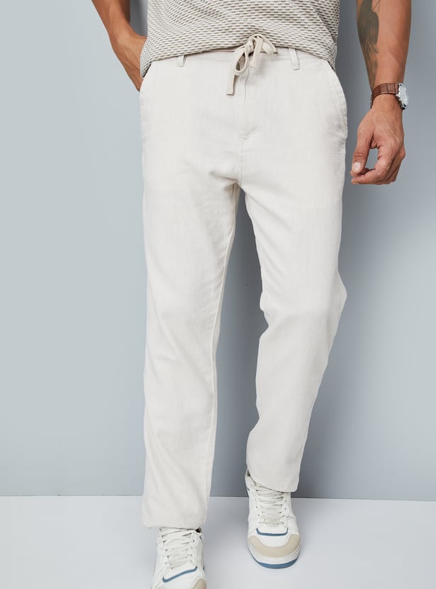 Buy Men Solid Straight Linen Chinos Online at just Rs. 1699.0 ...